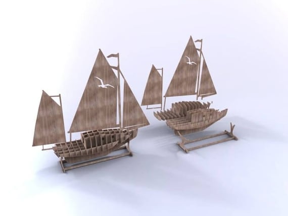 Lasercut Sailboat Model Decorative Wooden 3D Toy Plan 3 Mm SVG | Etsy