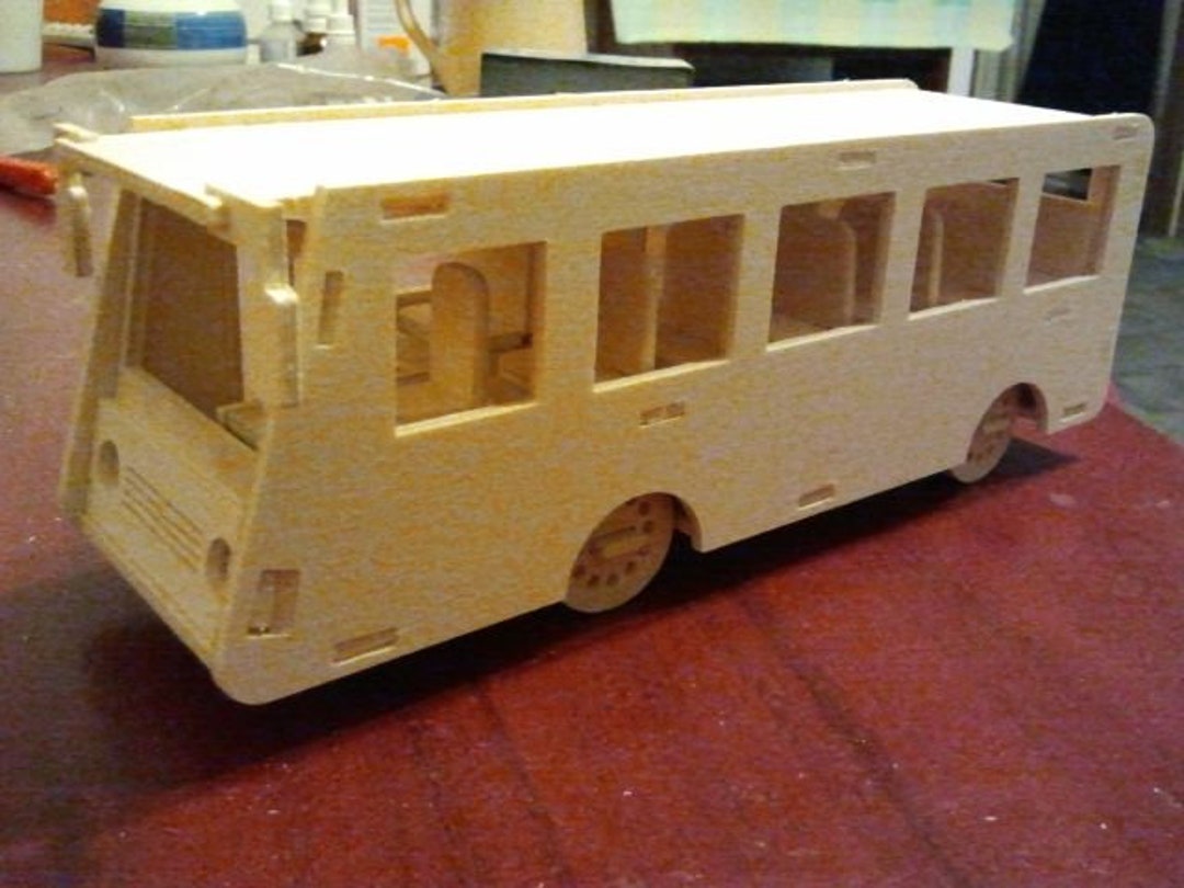 Laser Cut Bus Model 3D Plan Wooden Toy 1.5 Mm SVG CDR PDF File - Etsy