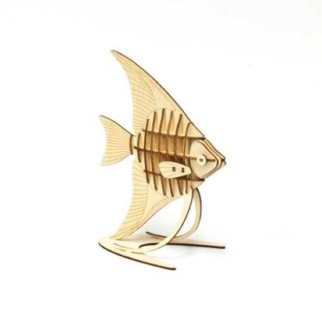 Lasercut Angel Fish Model 3 Mm. Wooden Plywood 3D Toy Puzzle SVG CDR ...