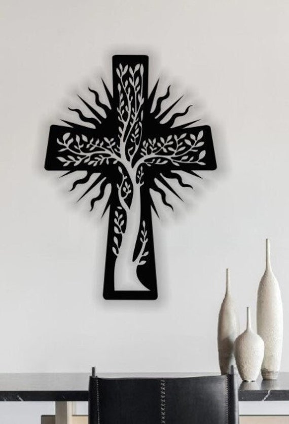 Lasercut Cross With Tree of Life Wall Decoration Wooden Metal - Etsy