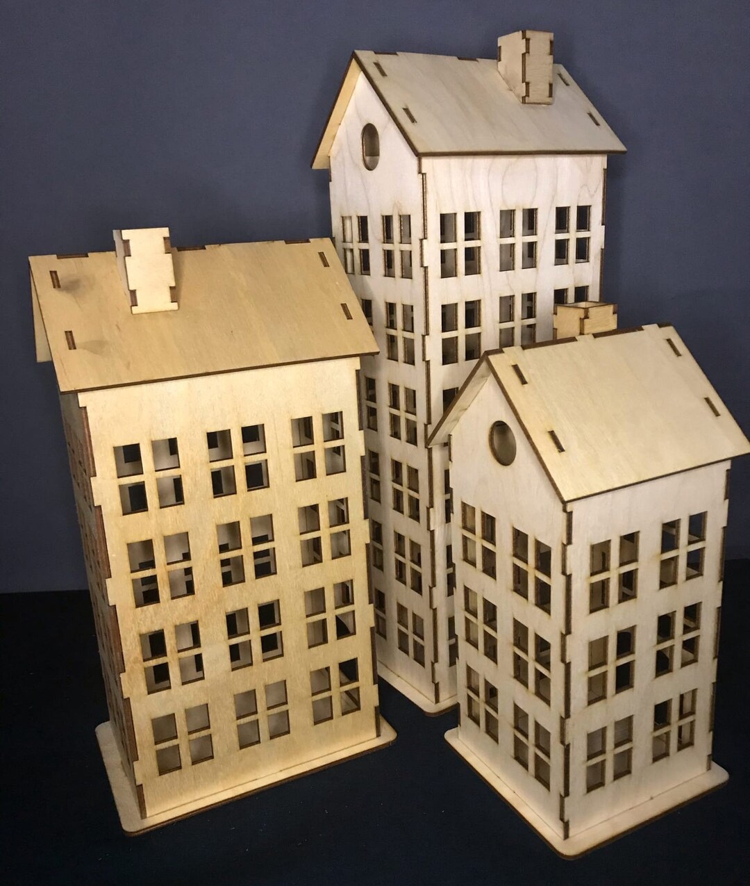 Laser Cut Retro Building Town or City Vintage House 3D Model Plan ...