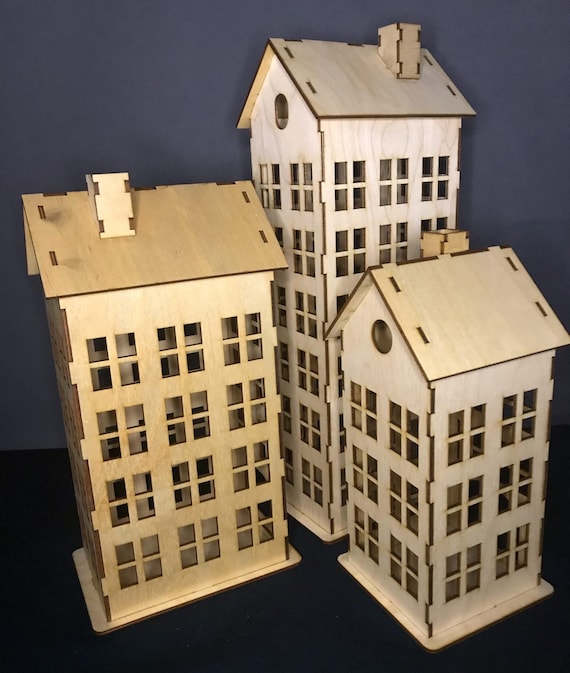Laser Cut Retro Building Town or City Vintage House 3D Model - Etsy
