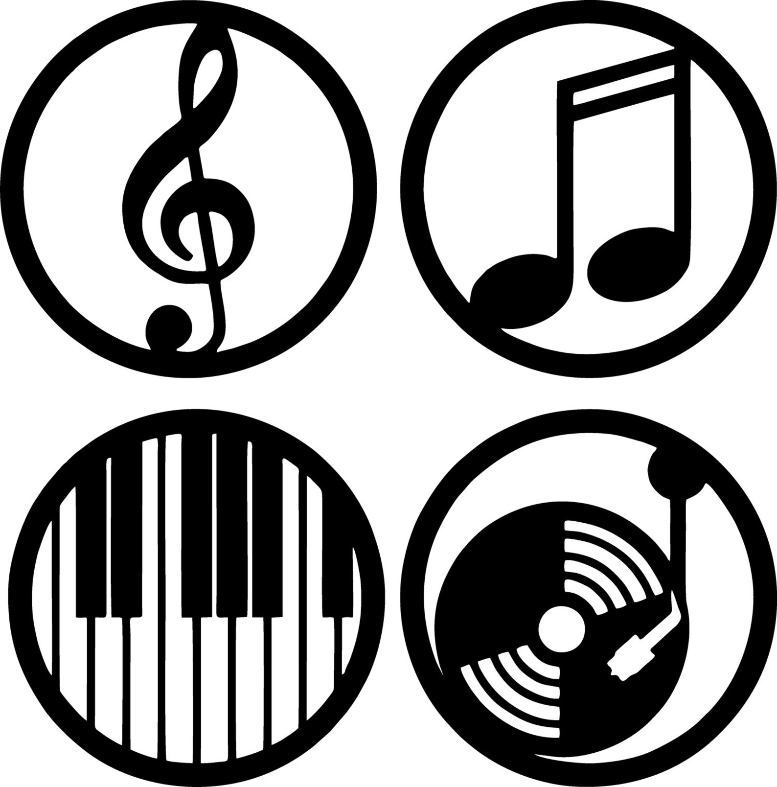 Music Circle Labels Silhouette Illustration Special Design for Wall ...