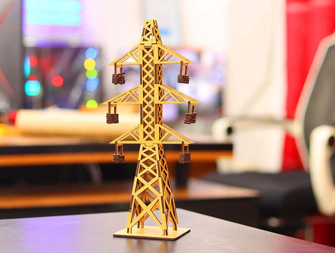 Lasercut Electrical Transmission Tower Model Wooden 3D Toy Plan 3 Mm ...
