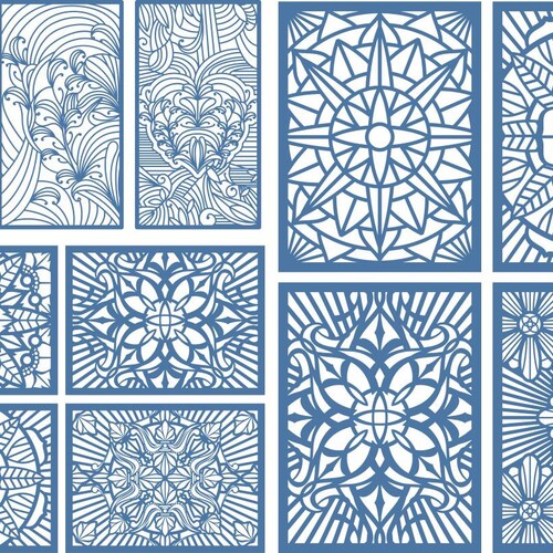 Laser Cut Decorative Panel Screen 12 Vector Pack SVG CDR DXF - Etsy