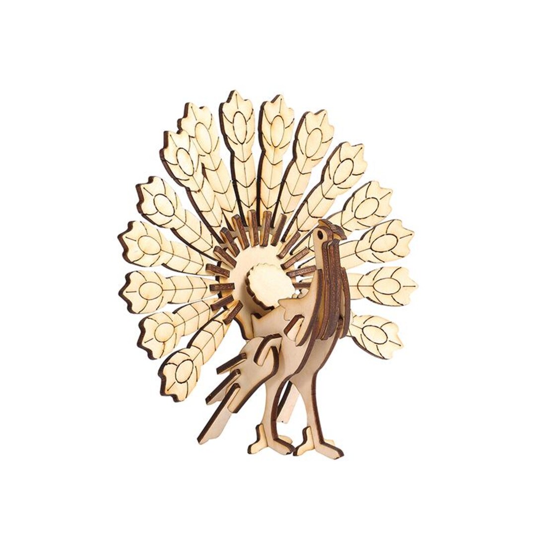 Laser Cut Peacock Model 3D Puzzle Wooden Plywood Animal Toy 2.67 Mm ...