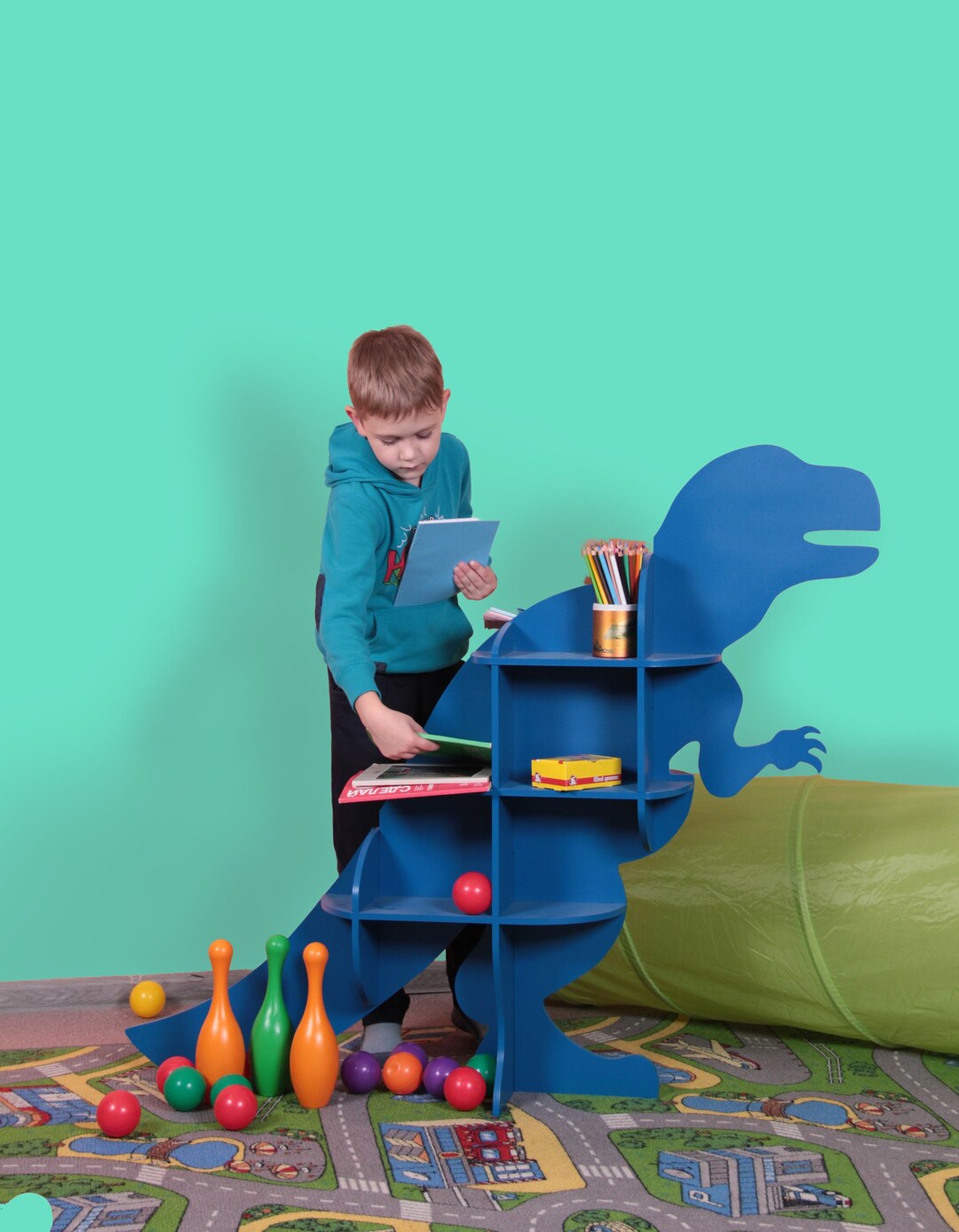 Laser Cut Wooden Dinosaur T-rex Shelf Furniture CNC Plans SVG DXF File ...