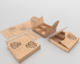Lasercut Card Box Design Decorative Wooden Gift Box Model 3 Mm Plan SVG ...