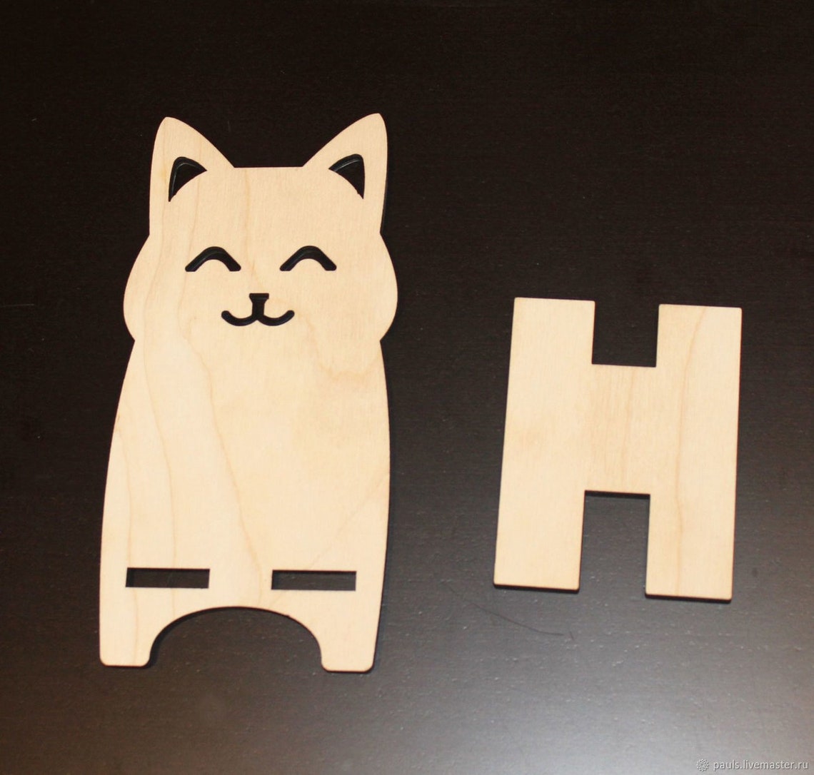 Lasercut Cute Animals Phone Stand Wooden Phone Holder Pack Cat | Etsy