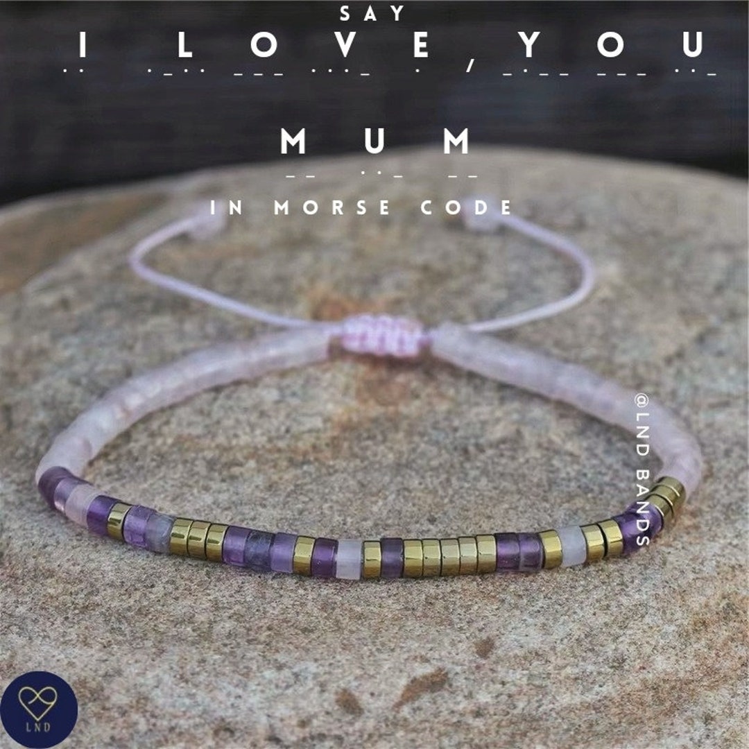 I LOVE YOU MUM Bracelet, Rose Quartz Amethyst, Gift for Her, Mother - Etsy