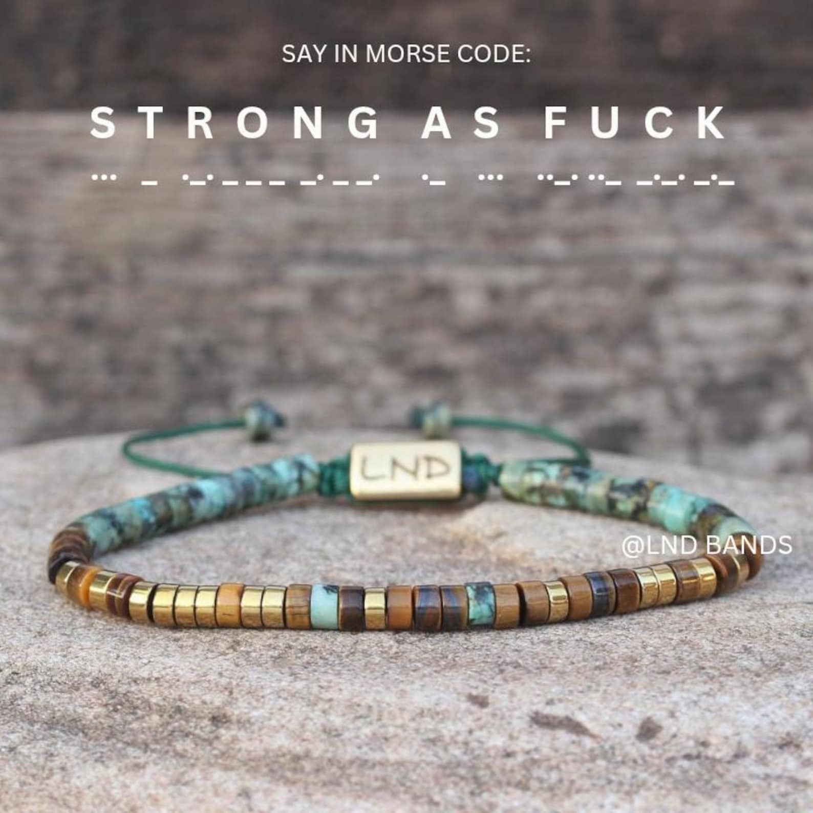Morse Code STRONG AS FUCK Bracelet: African Turquoise Inspiration ...