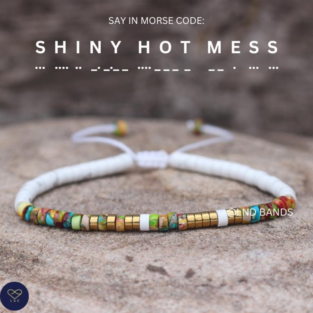 Morse Code SHINY HOT MESS, Colourful Jasper, Adjustable Funny Message ...