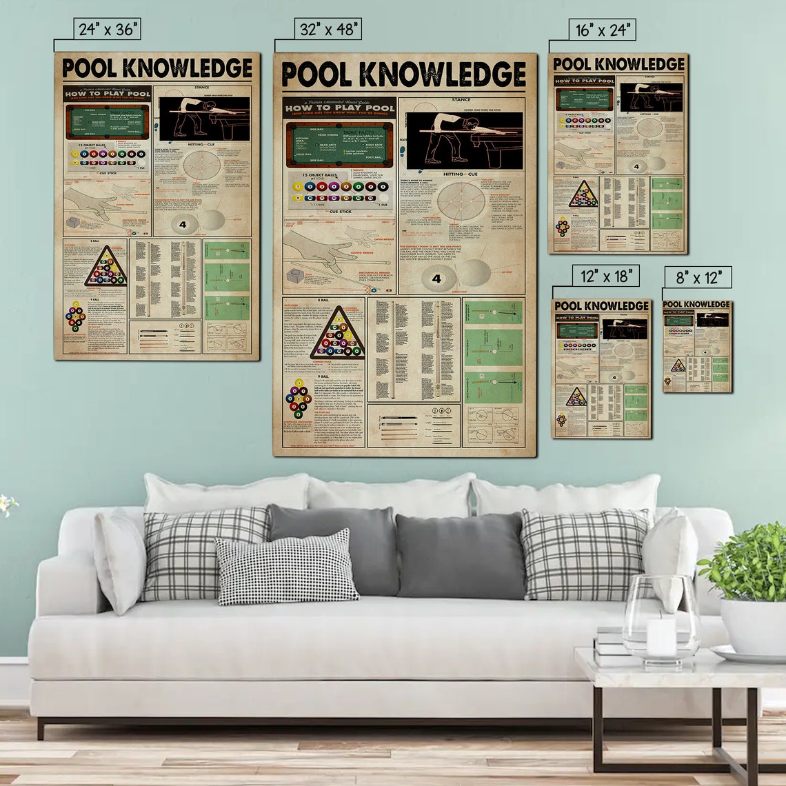 Pool Knowledge Poster Pool Canvas Pool Rules Print Pool - Etsy