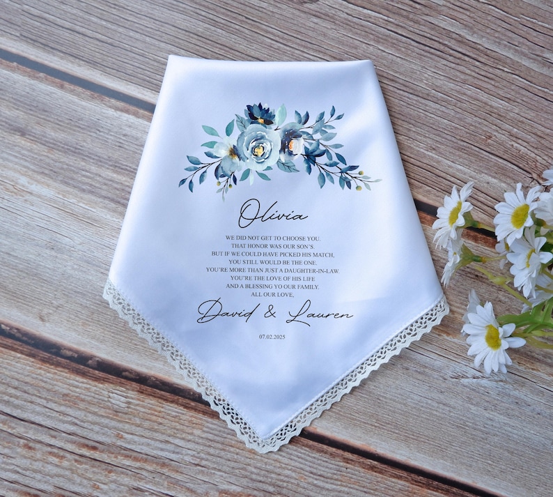 Personalized Wedding Handkerchief Gift: Daughter in Law Keepsake - Etsy