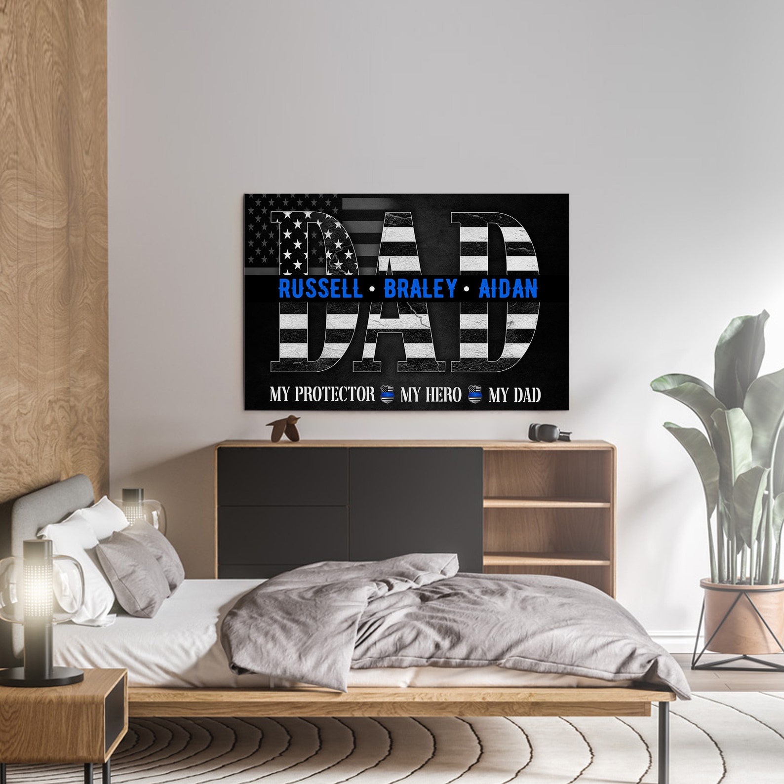 Custom Name Policeamerican Flag Canvas Printslaw Enforcement - Etsy