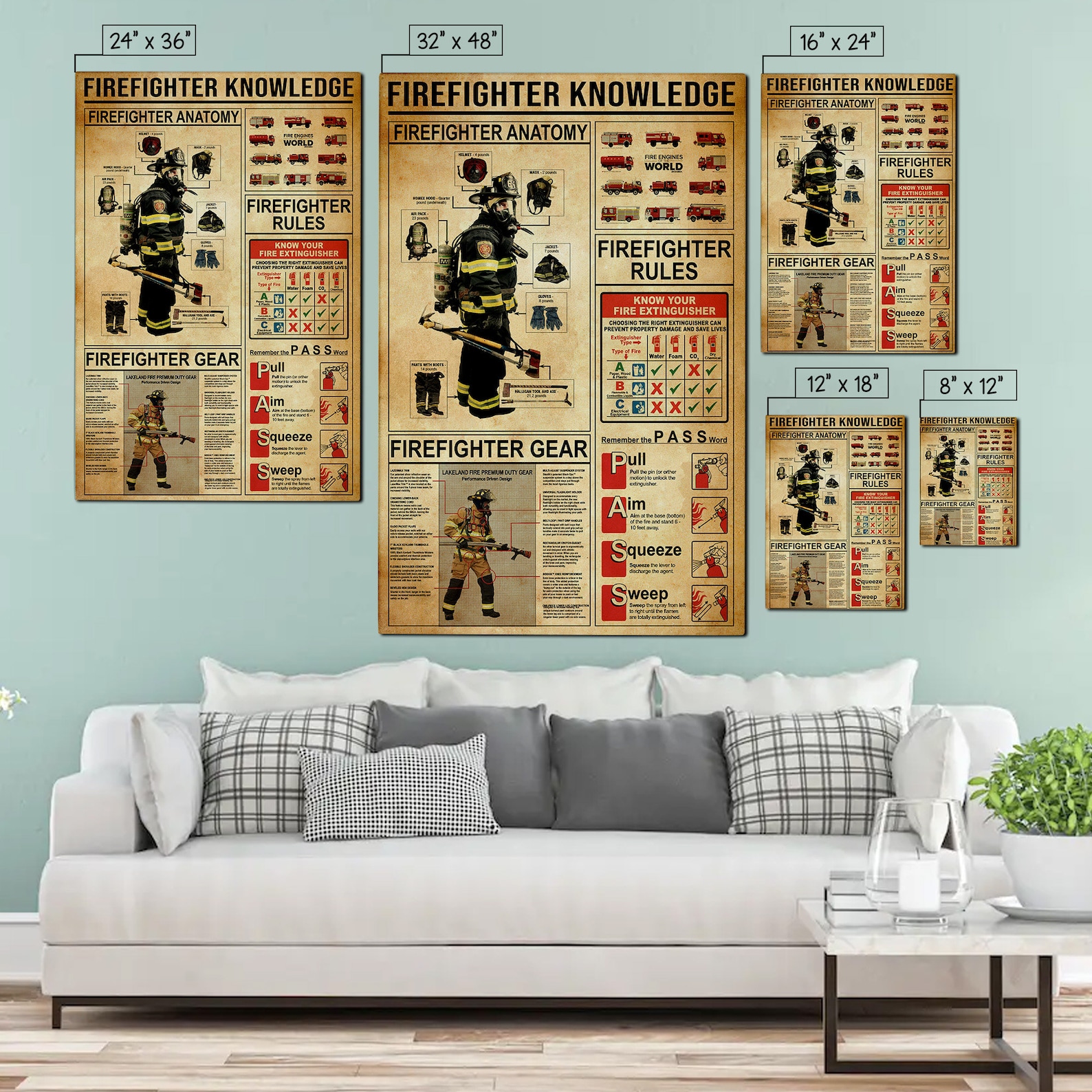 Firefighter Knowledge Poster, Firefighter Poster, Firefighter Canvas ...