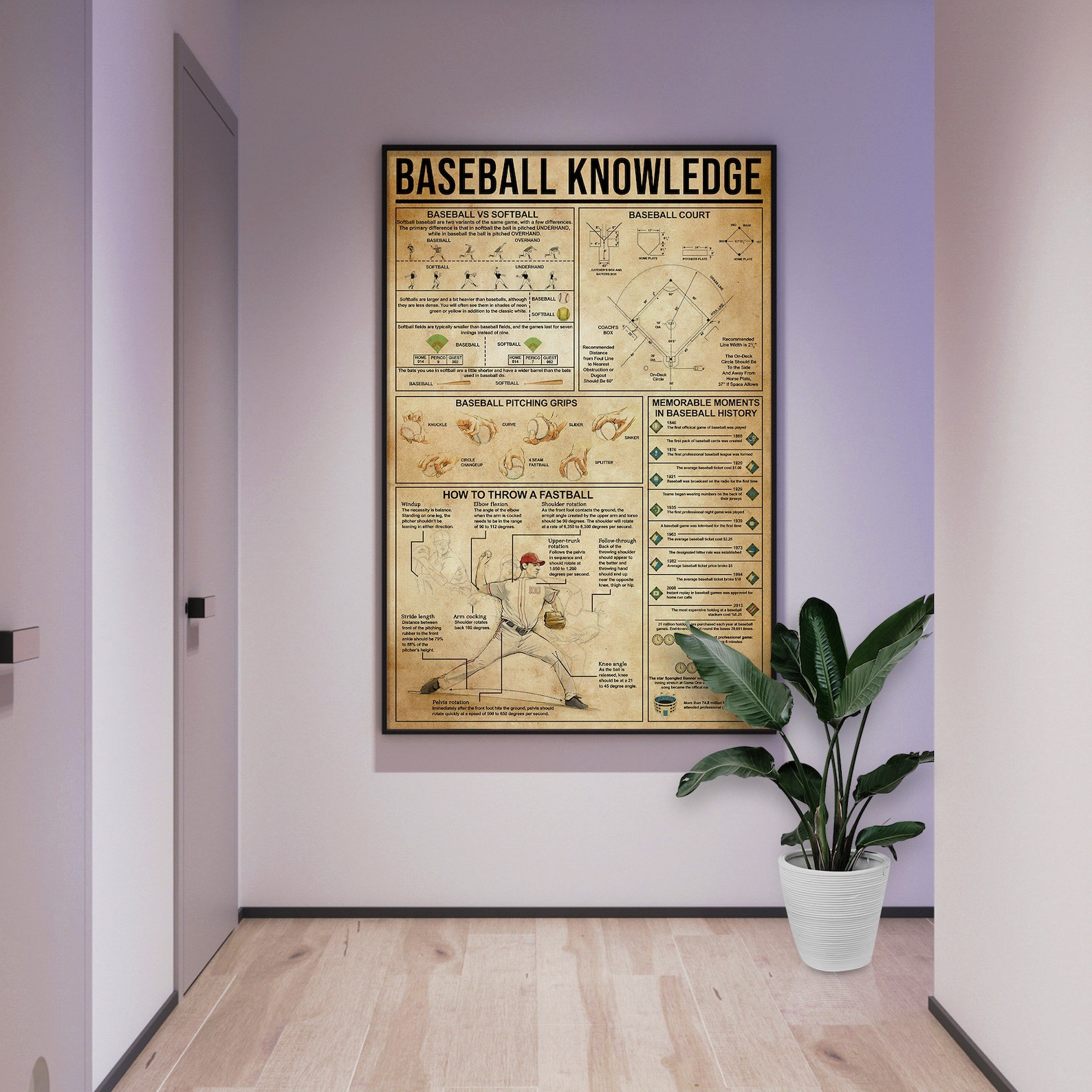 Baseball Knowledge Poster Poster Baseball Baseball Canvas - Etsy