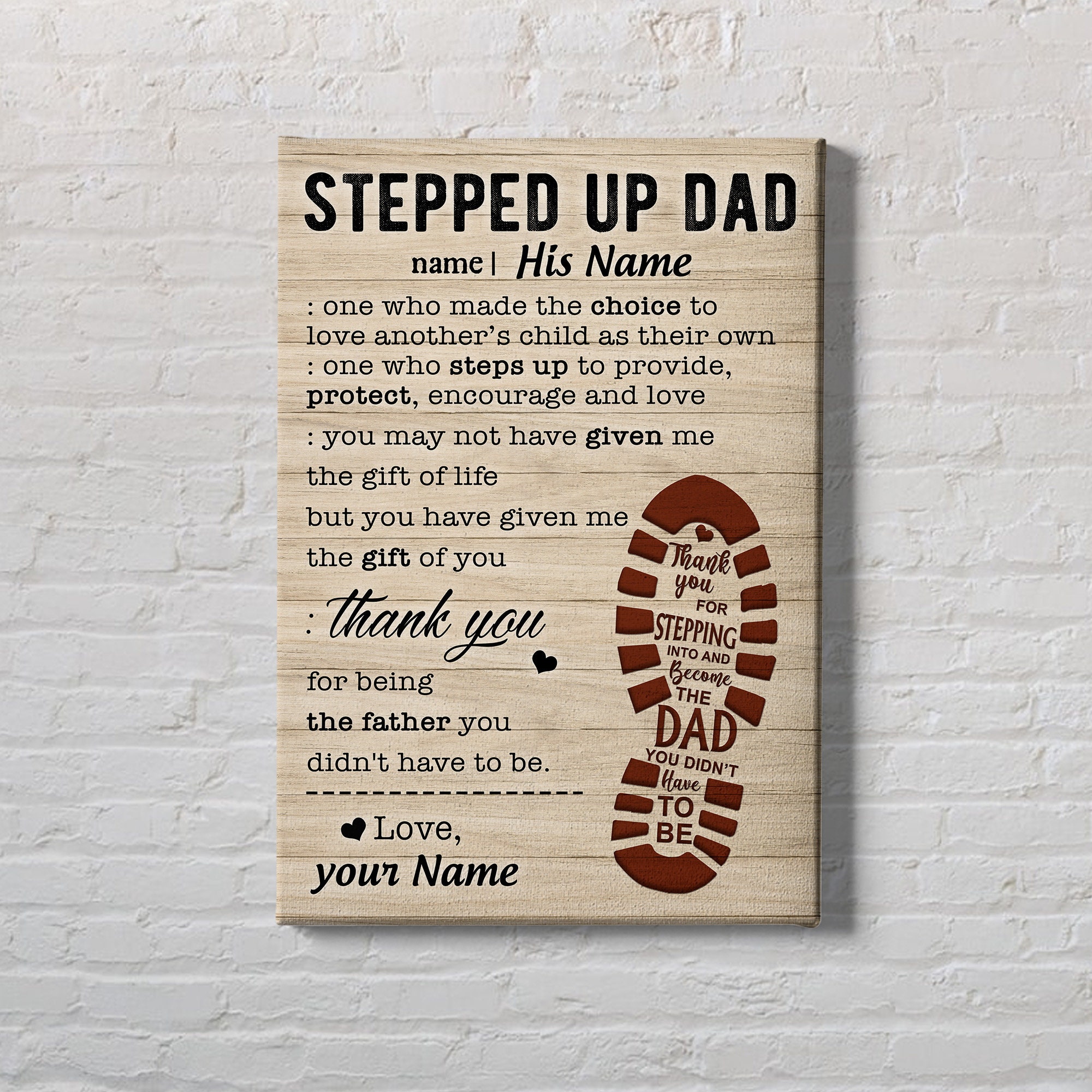 Stepped up Dad Poster Canvas Father's Day Personalized - Etsy