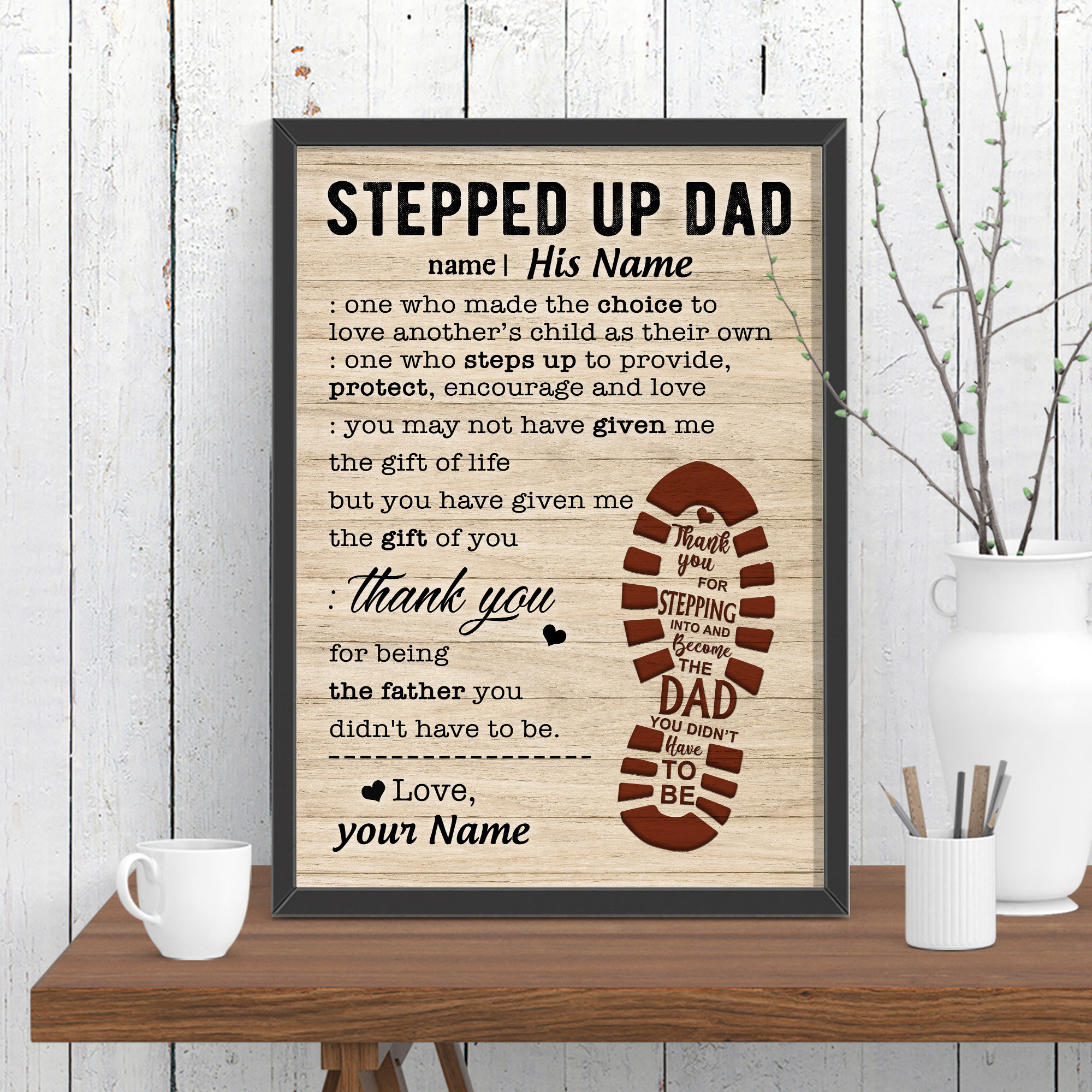 Stepped Up Dad Poster Canvas Fathers Day Personalized Etsy