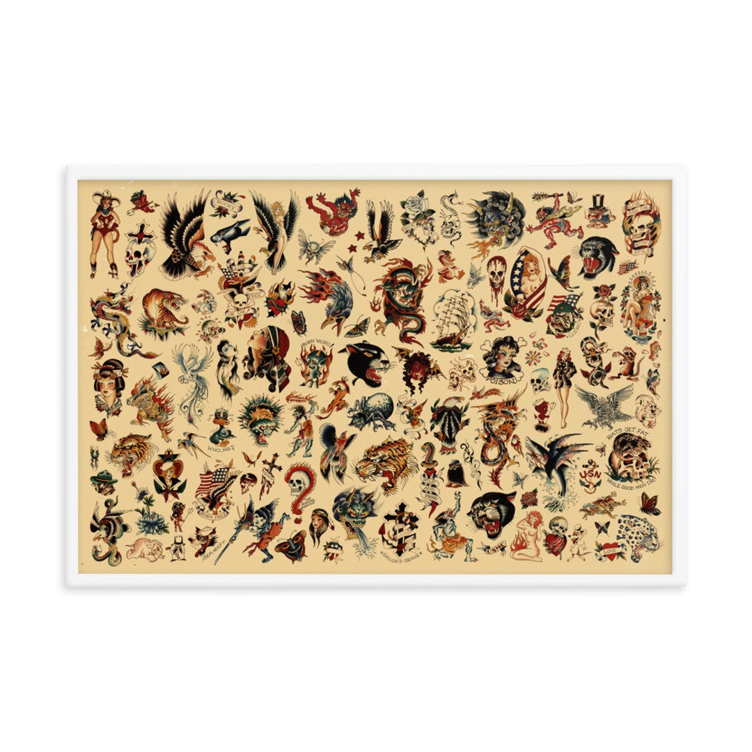 24x36 Framed Print - Old School Vintage Tattoo Flash Poster 0442 - Etsy