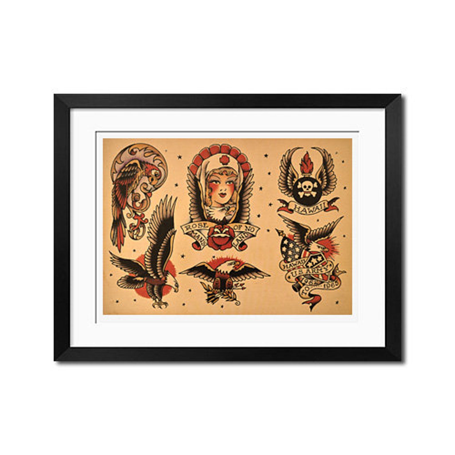 Sailor Jerry Rose of No Man's Land Old School Vintage Tattoo Flash ...