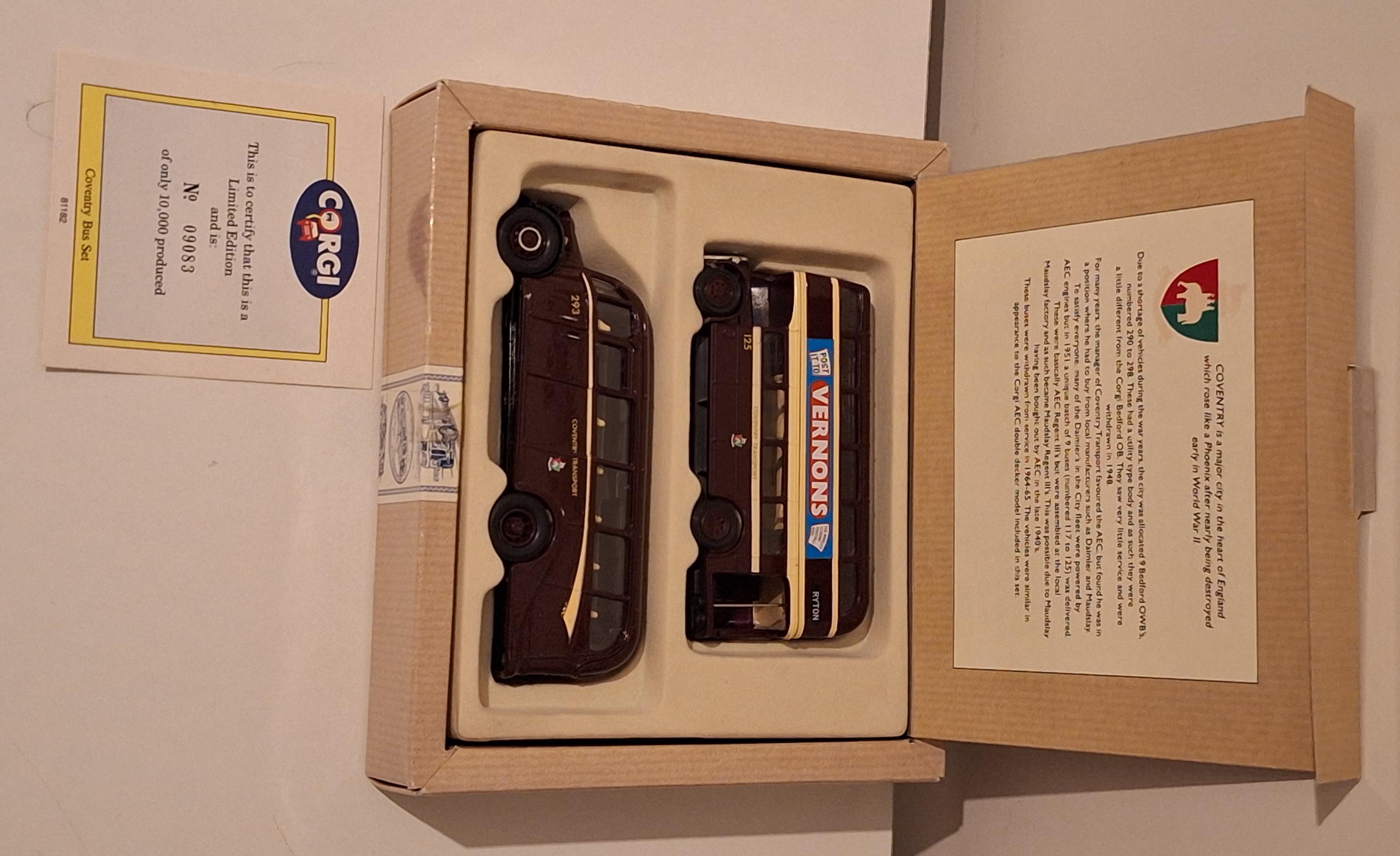 Corgi Coventry Bus Set 81182 - Aec Bus & Bedford OB Coach / Vintage ...
