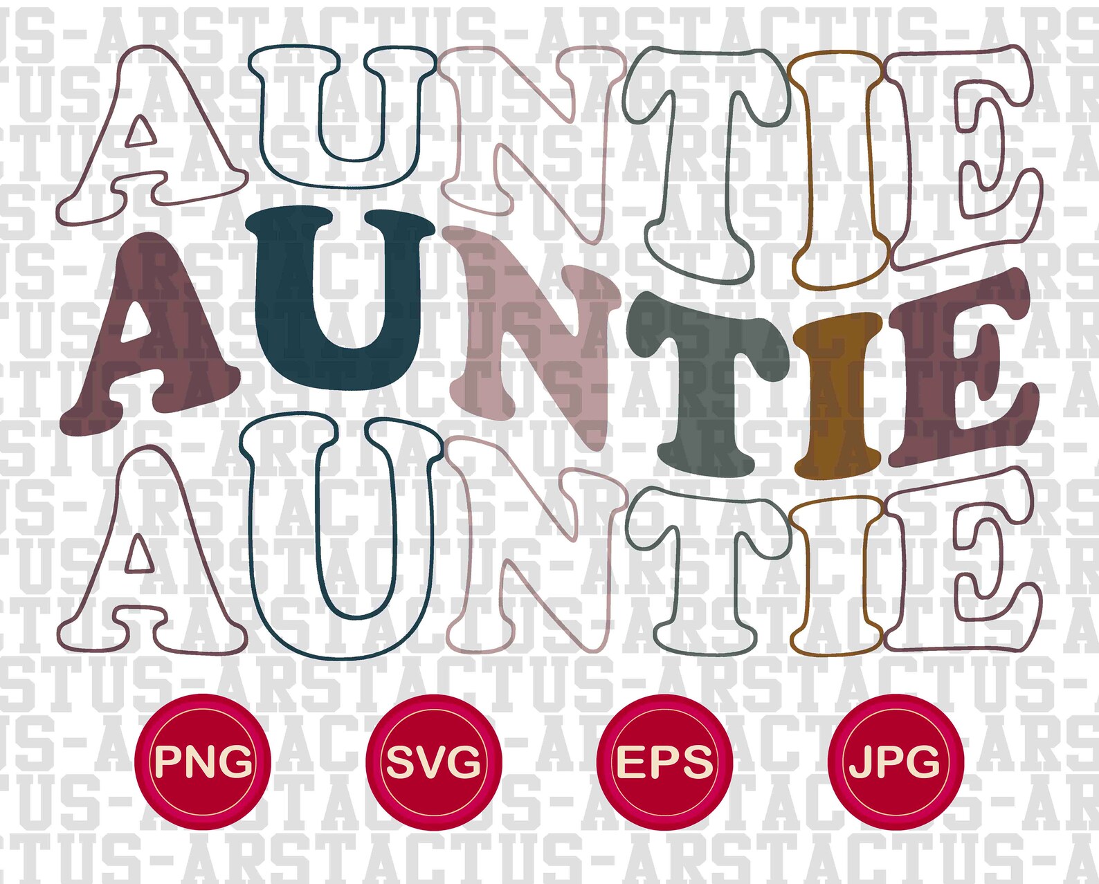 Auntie Retro Typo Svg Png Eps Wavy Aunt Best Auntie Cool Auntie Aunty ...