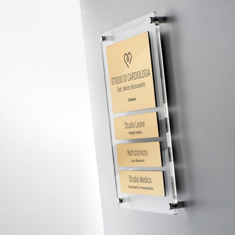Custom Office Directory Sign: Gold Acrylic Plates, Clear Acrylic - Etsy