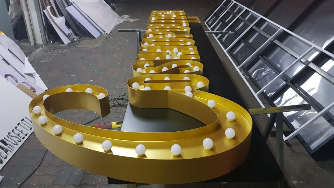 Retro Box Letter Signage With Light Bulb Custom Marquee - Etsy