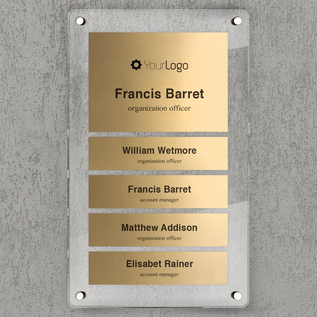 Office Directory, Multiname Plate Standard Gold Plates, Custom Building ...