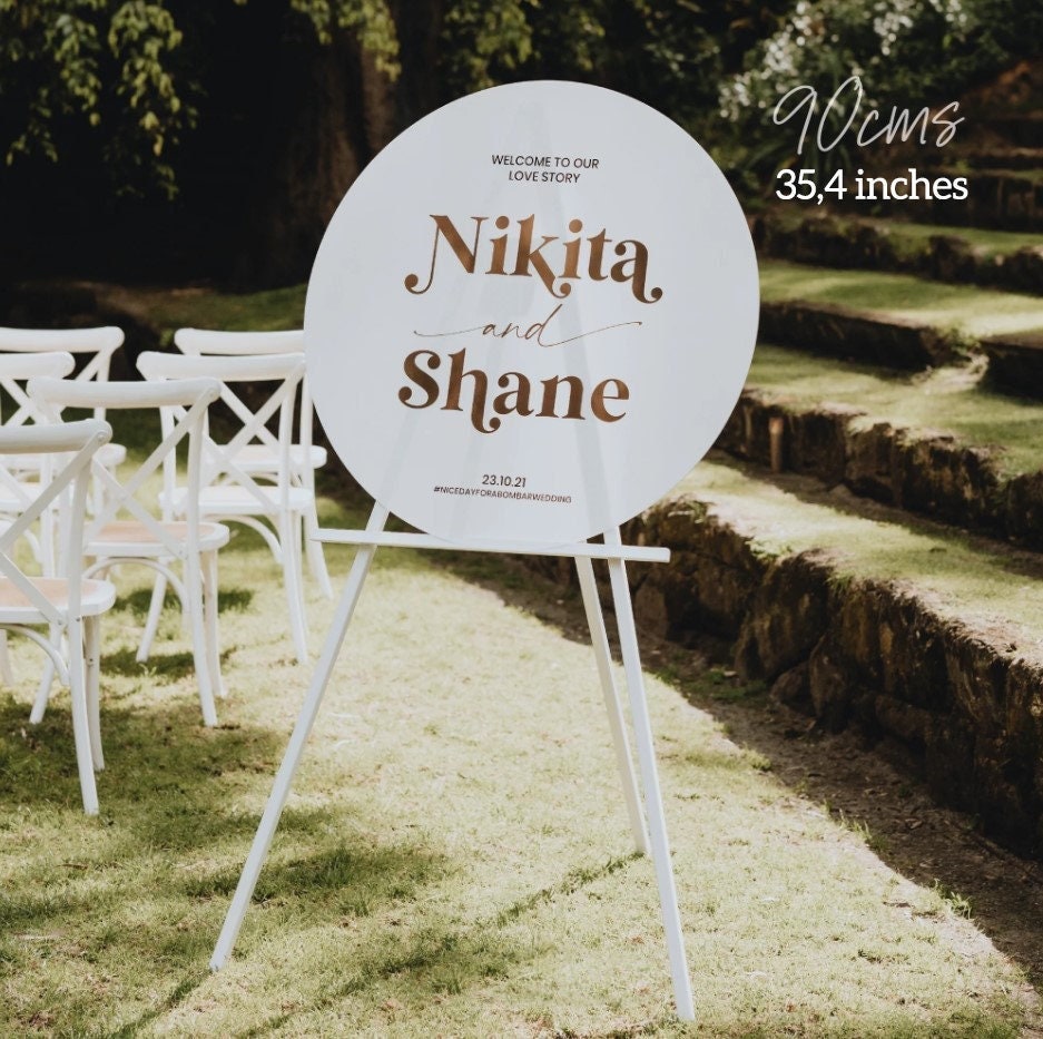 Round Circle Wedding Welcome Sign, Large Acrylic Wedding Sign ...