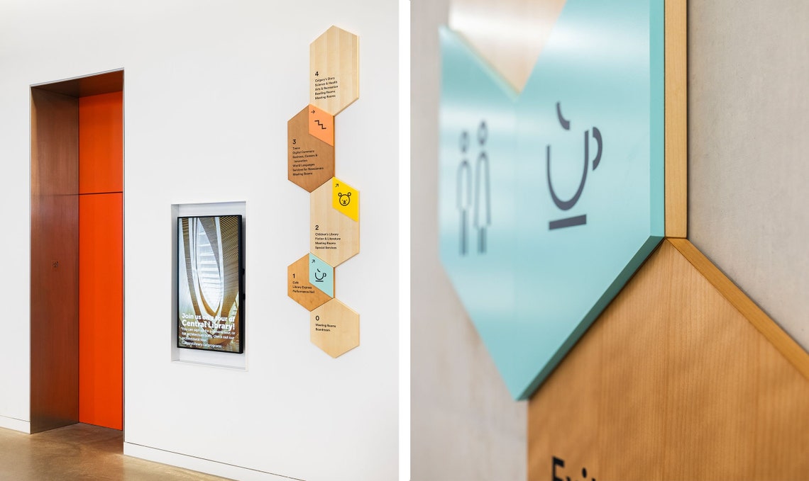 Custom Wood & Acrylic Hexagonal Wayfinding Sign - Etsy