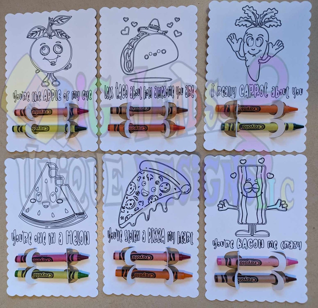 Coloring Valentine Card Set 1 - Etsy