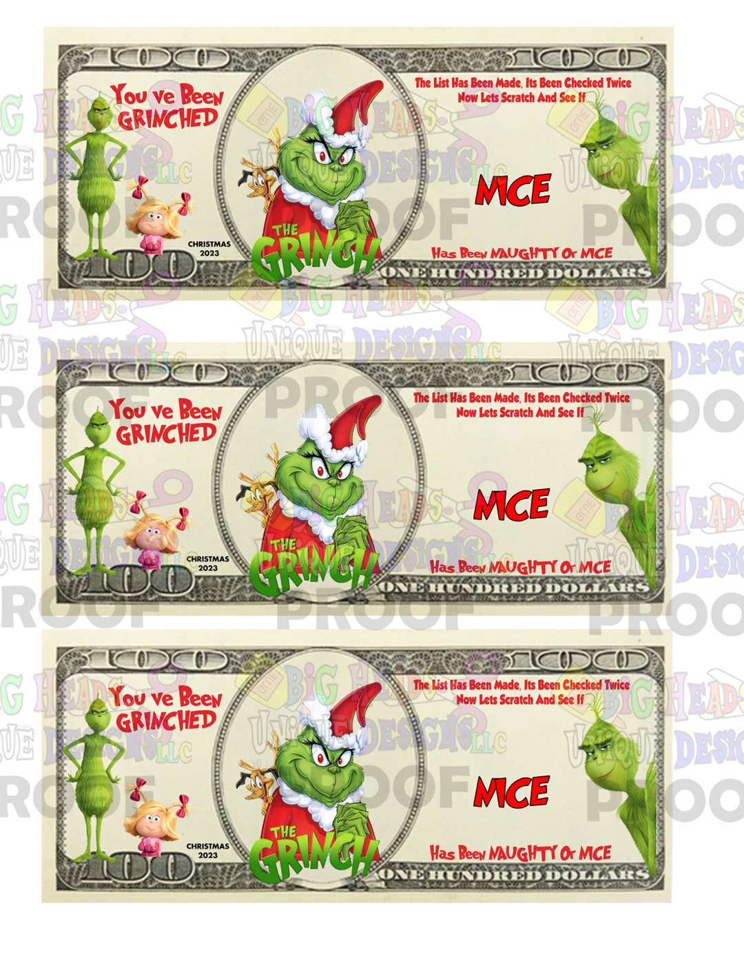 Grinch Naughty or Nice Round Scratch off Cash - Etsy