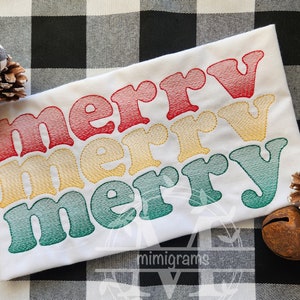 Merry Machine Embroidery Design | Stacked Sketch Embroidery | Quick ...