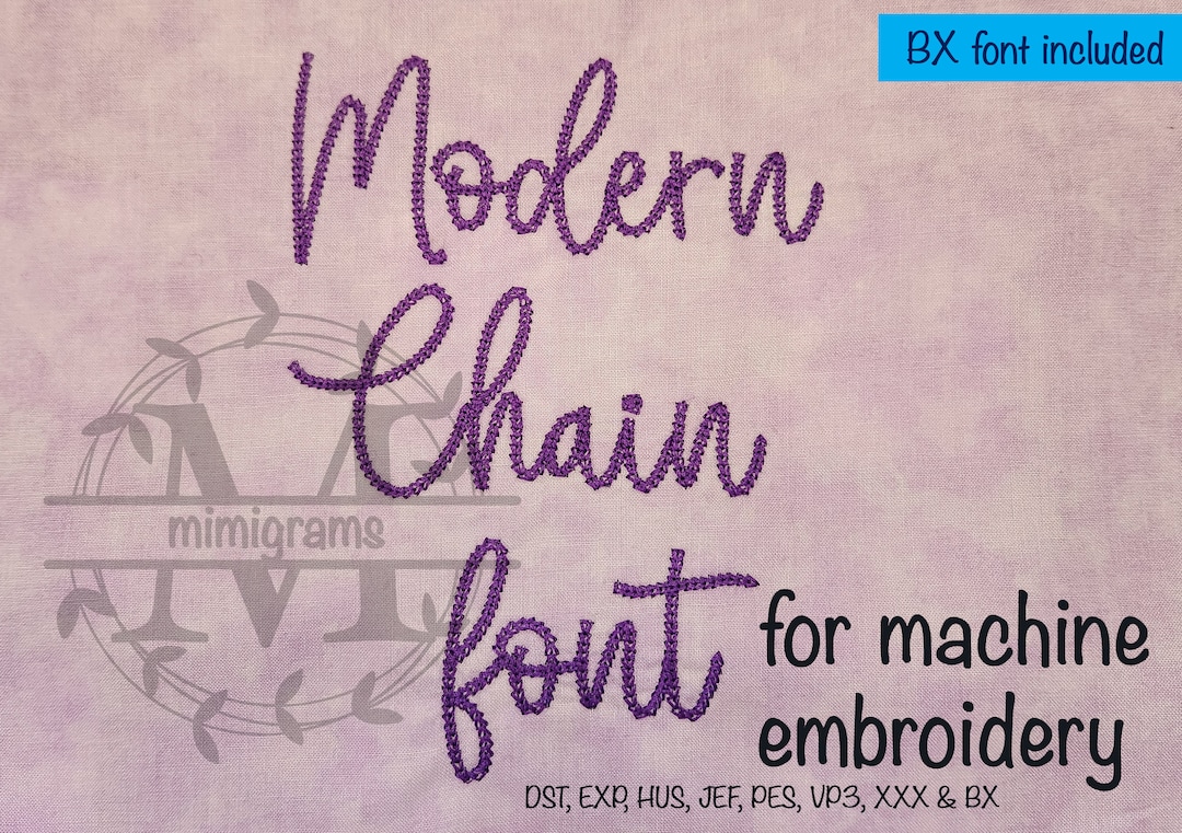 Modern Chain Font for Machine Embroidery | BX Included | Instant ...