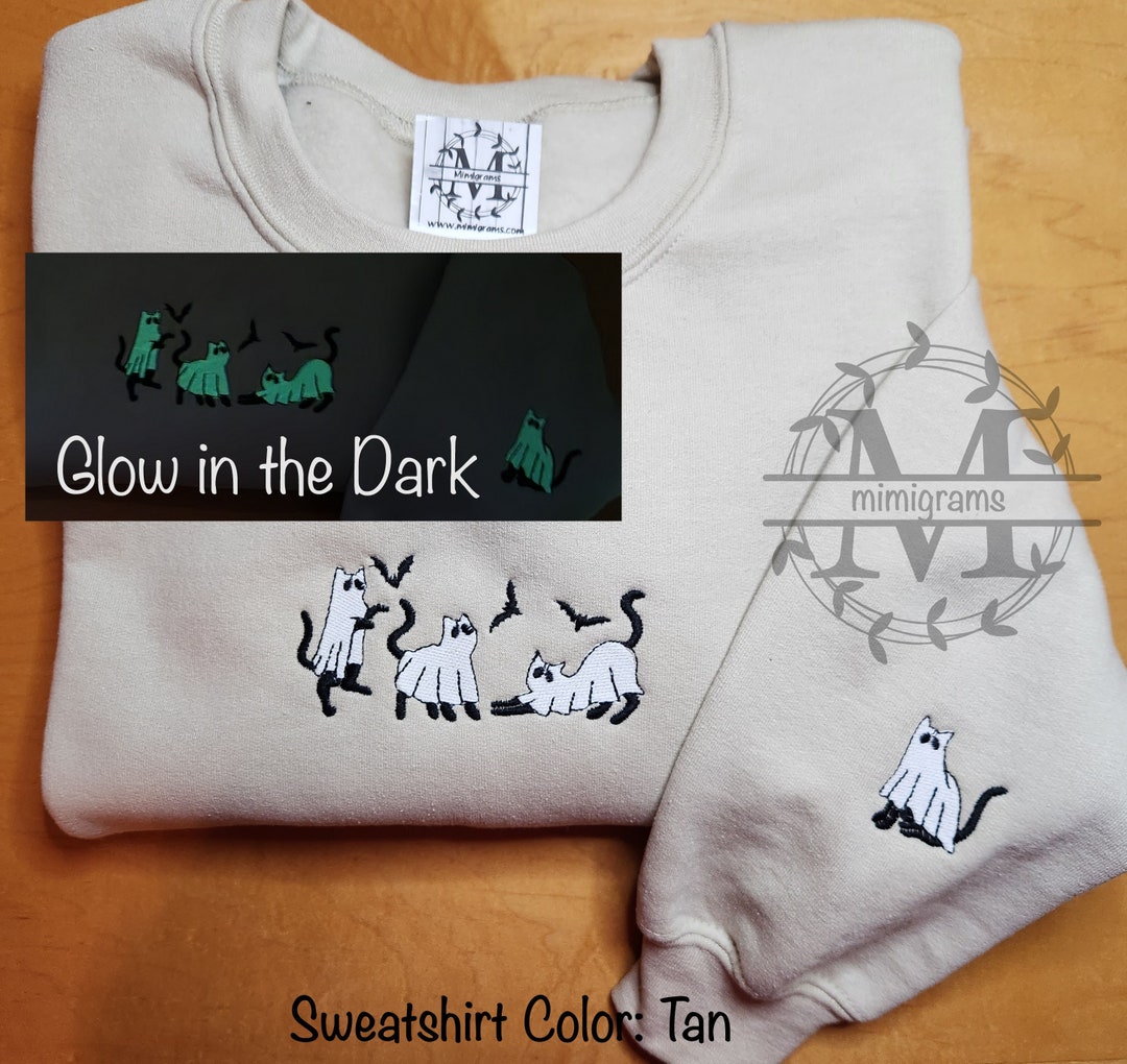 Ghost Cats Sweatshirt Glowy Cat Ghosts Halloween Cats Glow in the Dark ...