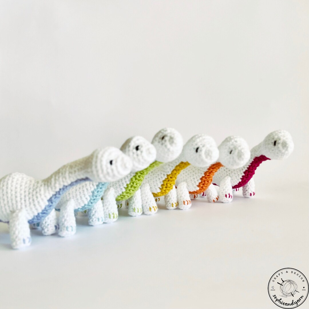 Rainbow Brontosaurus - Handmade Cute Crochet Dinosaur Amigurumi Toy - Etsy