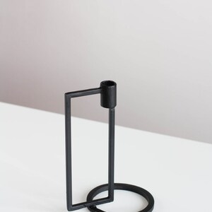 Modern Black Metal Candlestick Set: 2 Pcs Geometric Taper Candle ...