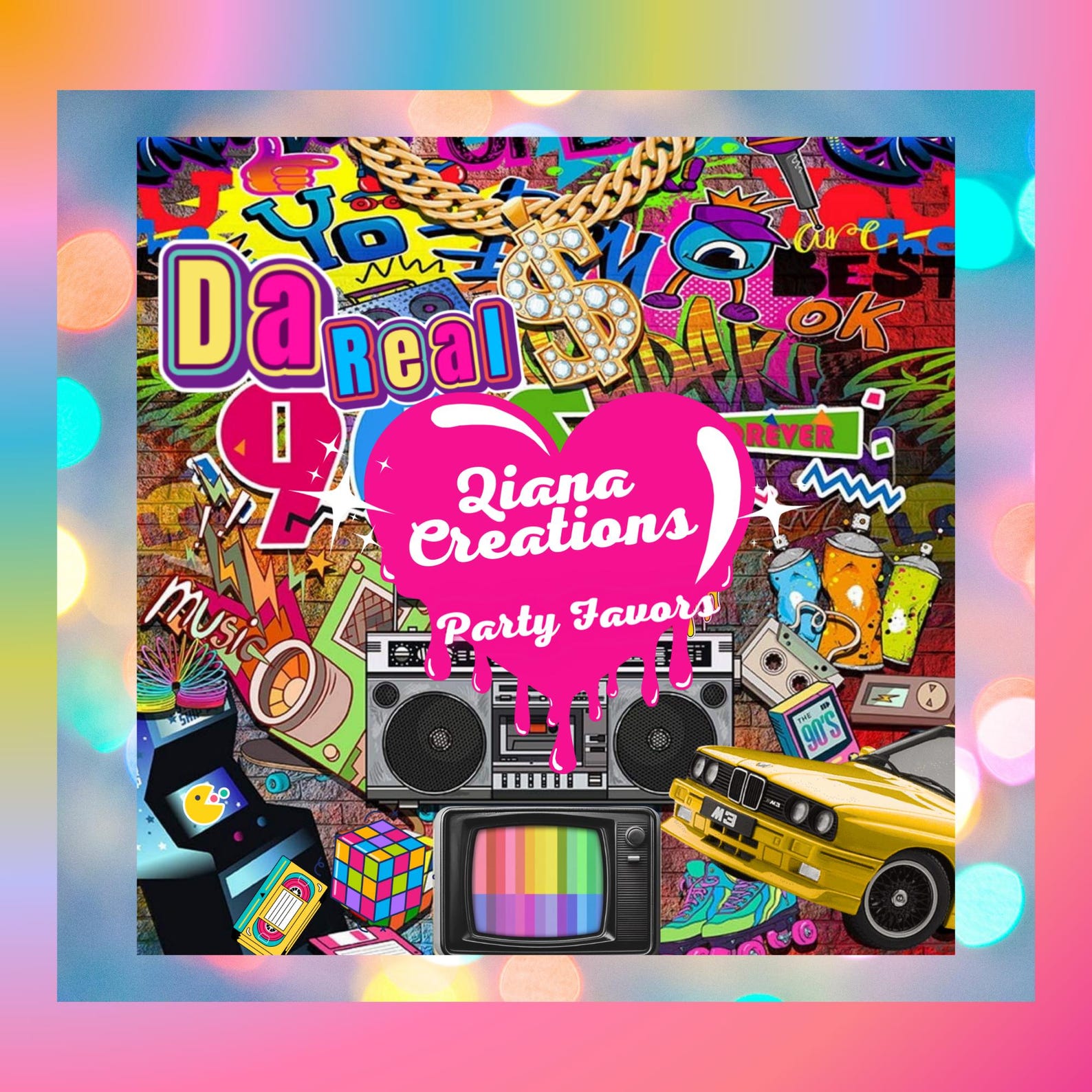 90s Party Backdrop: Colorful Photo Booth Prop (digital Download) - Etsy