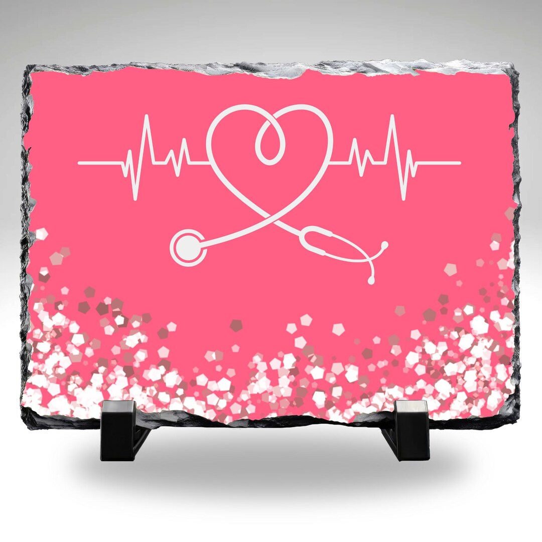Heartbeat Stethoscope Plaque, Nurse Slate Plaque, Nurse Gift, Medical ...