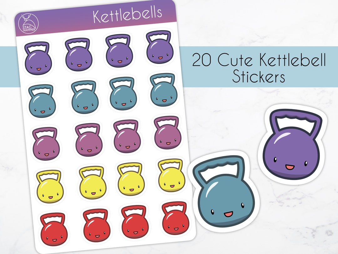 Kettlebell Stickers | Gym Day Planner Stickers | Cute Exercise Reminder ...