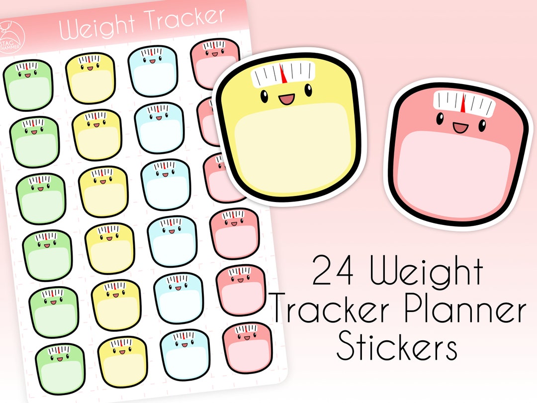 Weight Loss Tracker Cute Sticker Sheet | 24 Kawaii Bathroom Scale ...