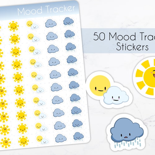 Mood Tracker Face Mental Health Stickers 77 Cute Planner and - Etsy