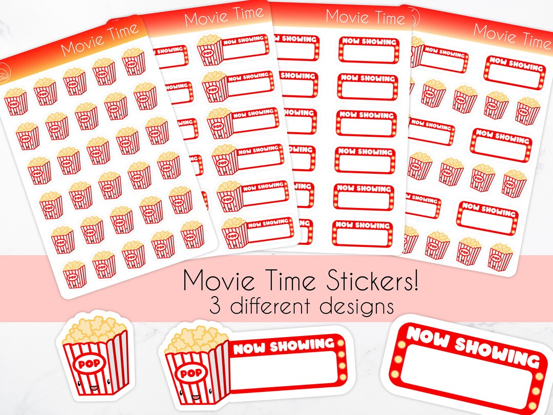 Movie Night Planner Stickers | Popcorn Journal Stickers | Kawaii ...