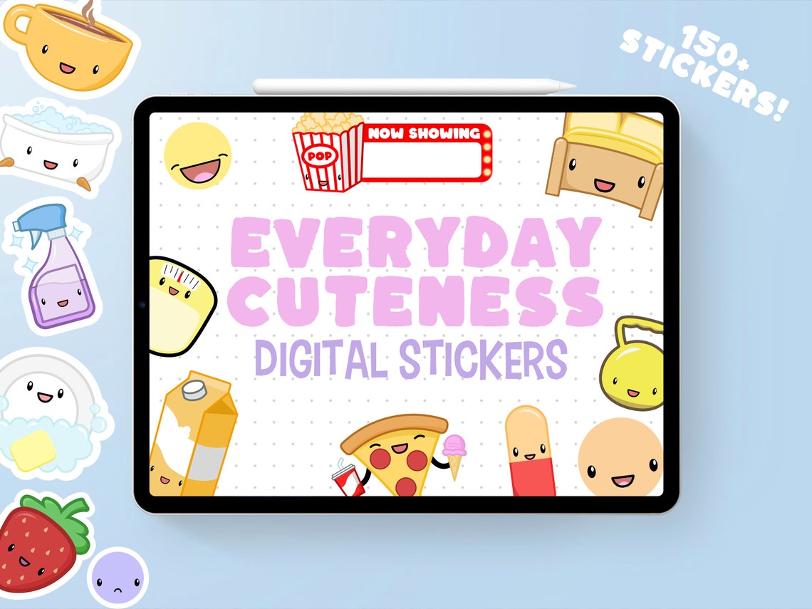 Cute Everyday Digital Sticker Pack | Pre-cropped Goodnotes Stickers ...