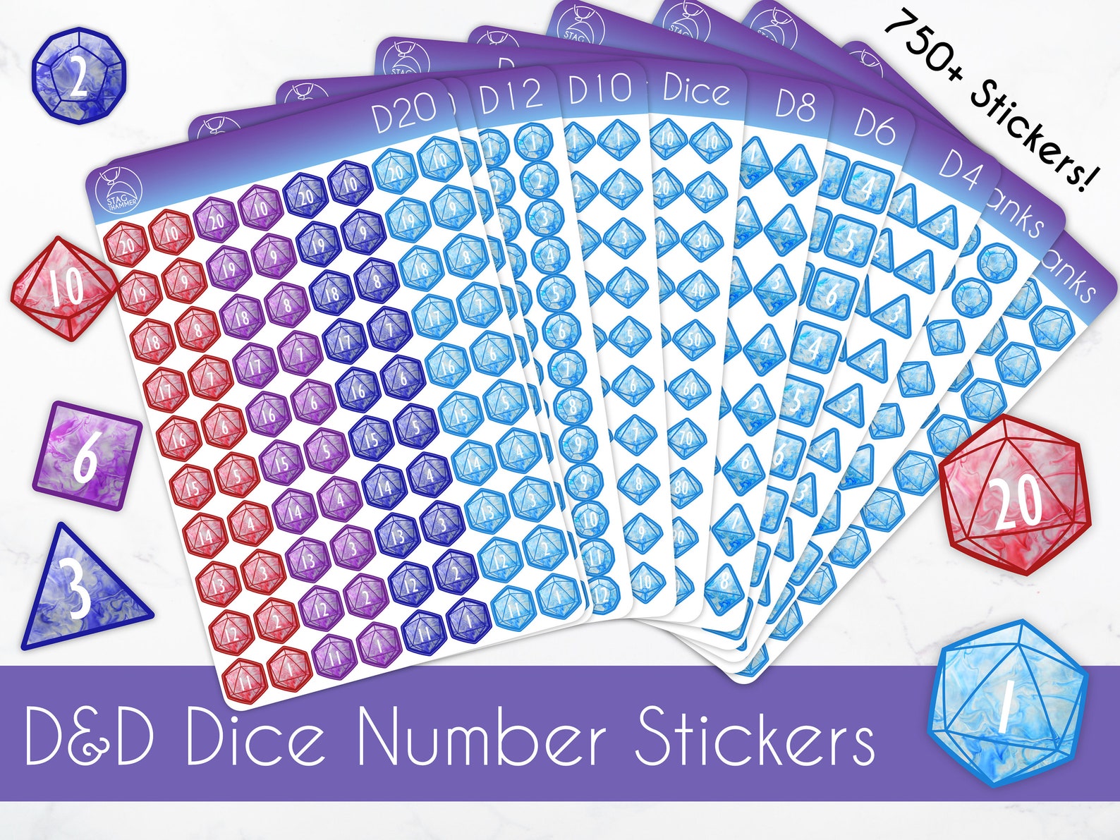 Dnd Dice Stickers Dungeons and Dragons Huge Dice Sticker - Etsy UK