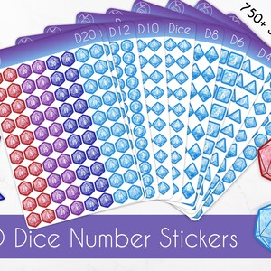 Dnd Dice Stickers | Dungeons and Dragons Huge Dice Sticker Sheet Bundle ...