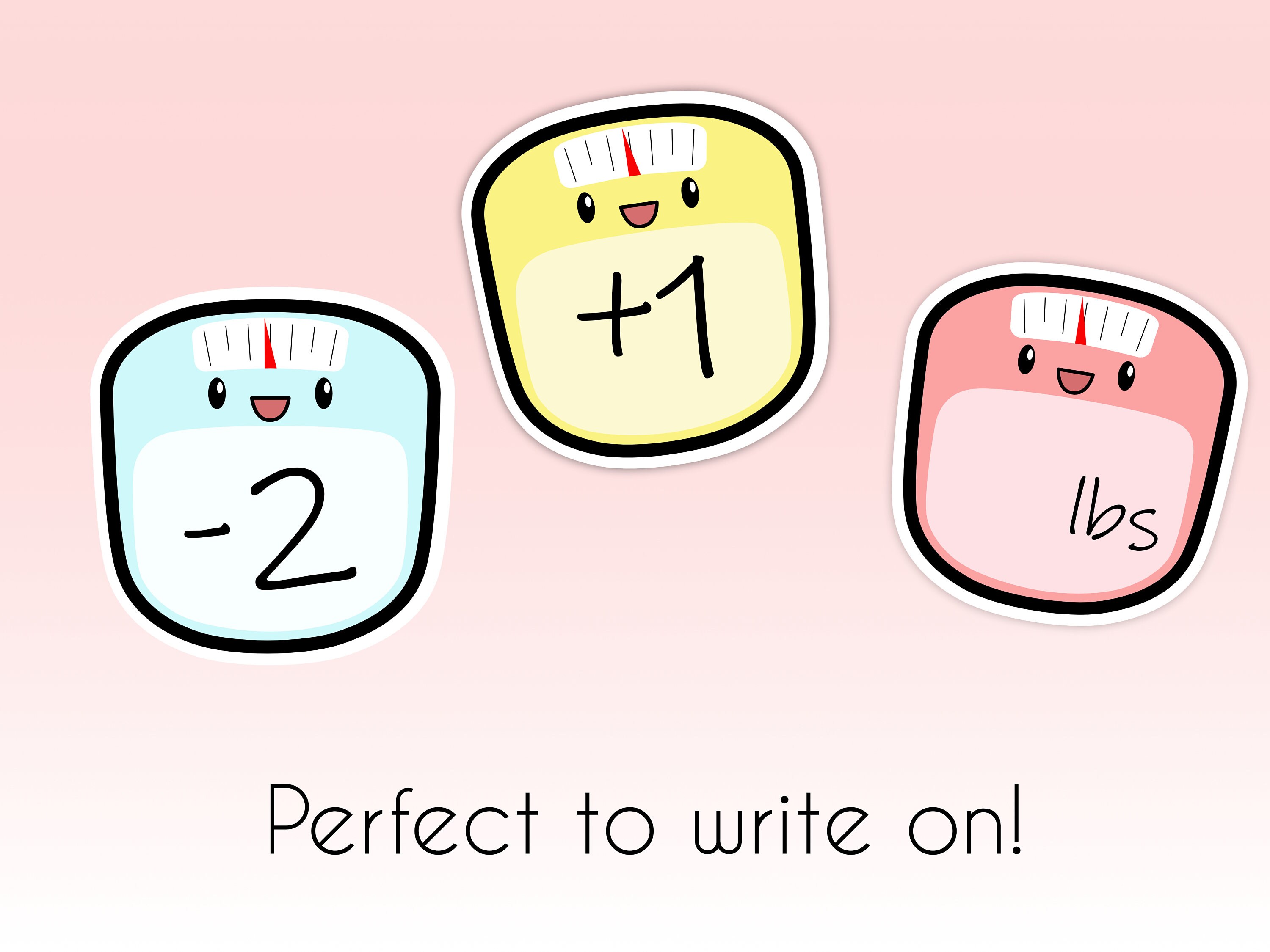 Weight Loss Tracker Cute Sticker Sheet | 24 Kawaii Bathroom Scale ...