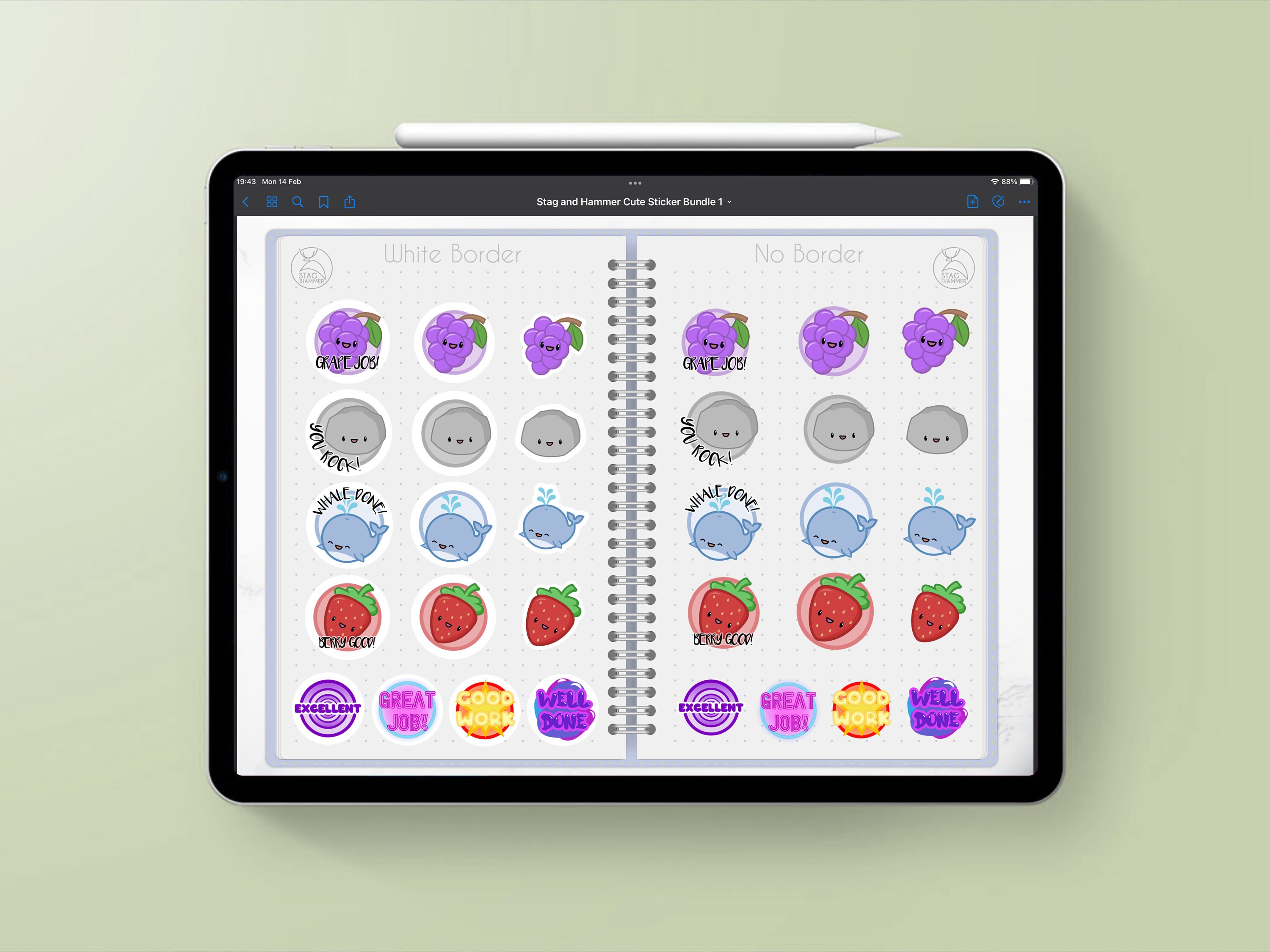 Cute Everyday Digital Sticker Pack Pre-cropped Goodnotes - Etsy